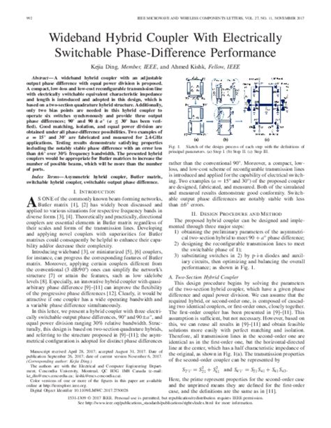 Pdf Wideband Hybrid Coupler With Electrically Switchable Phase
