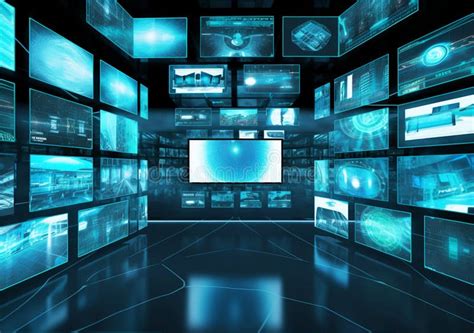 Modern Security System Control Room With Multiple Displays Monitoring Room With At Security