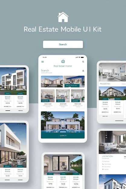 Real Estate Mobile App Ui Kit Premium Ai Generated Image