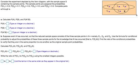 Solved Consider The Experiment Depicted By The Venn Diagram