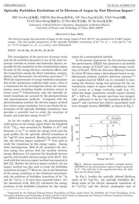 Pdf Optically Forbidden Excitations Of 3s Electron Of Argon By Fast
