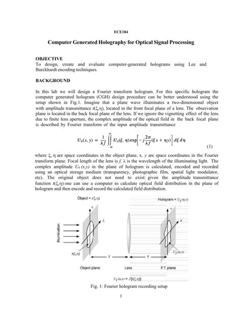 Computer Generated Holography Lab Manual