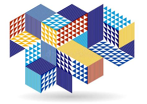 Abstract Vector Wallpaper With 3d Isometric Cubes Blocks Geometric Construction With Blocks