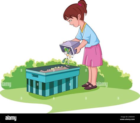 Girl Throwing Garbage Vector Illustration Stock Vector Image Art Alamy