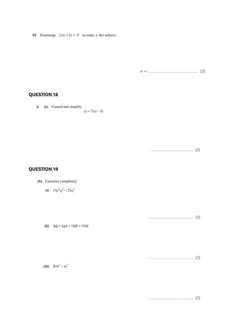 Algebra 2 Igcse Mathematics Exam Questions Pdf Educational Assessment