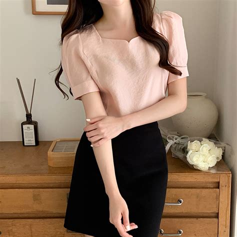 아뜨랑스 🚚부분당일발송 1000장 돌파 셀리 하트넥 모달 반팔 반팔하객 블라우스 블라우스 Bs7640