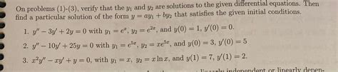 solved on problems 1 3 verify that the y1 and y2 are