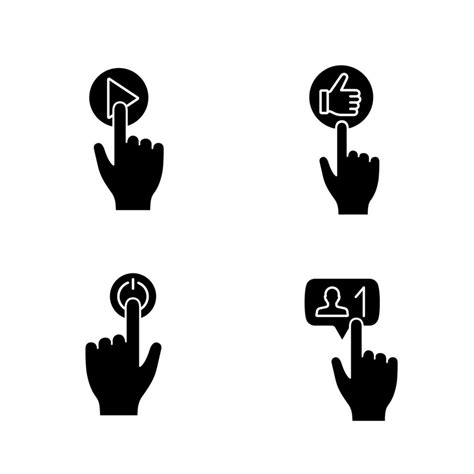 App Buttons Glyph Icons Set Click Play Like Power New Follower