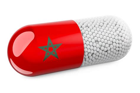 모로코 국기와 알약 캡슐입니다 모로코 개념의 의료 서비스 3d 렌더링 0명에 대한 스톡 사진 및 기타 이미지 0명 3차원 형태 개념 Istock