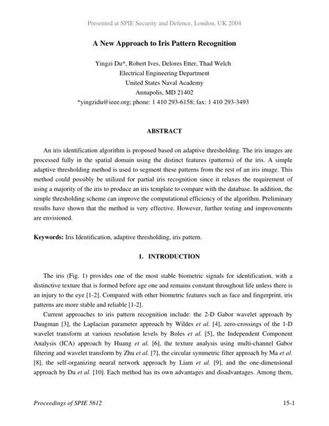 (PDF) A new approach to iris pattern recognition