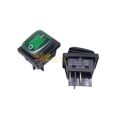 High Current A Rocker Pin Switch With Green LED Waterproof For Power Applications