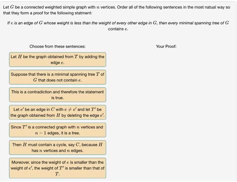 Solved Let G Be A Connected Weighted Simple Graph With N