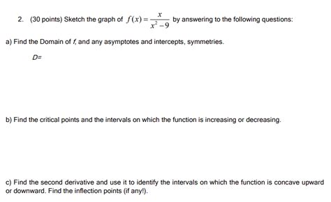 2 30 points sketch the graph of f x x2−9x by