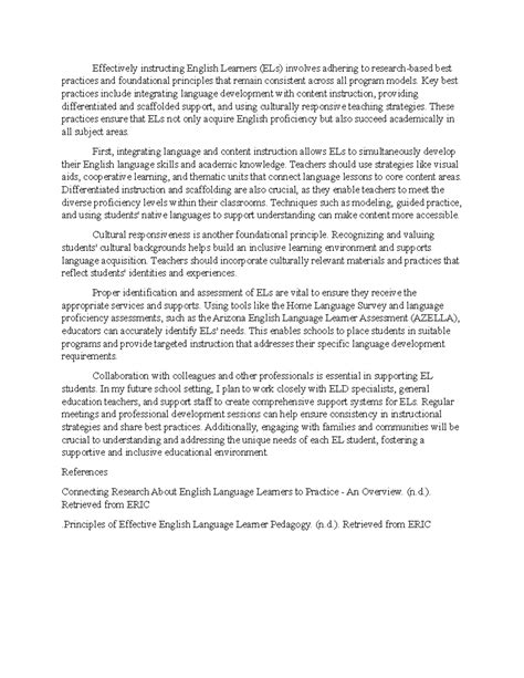 Best Practices And Foundational Principles To Instruct Els
