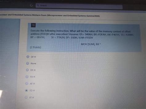 Solved Ocessor And Embedded Systerns Midterm Exam
