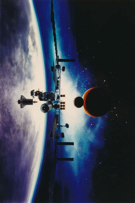Station spatiale internationale ravitaillée par une navette vue d artiste 1991 Enchères