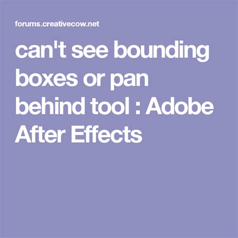 Cant See Bounding Boxes Or Pan Behind Tool Adobe After Effects After Effects Adobe Canning