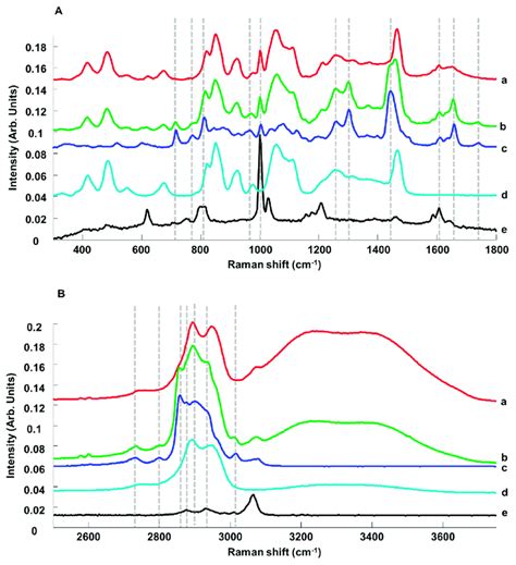 Mean Raman Spectra In The Range Of 300 1800 Cm −1 A And 2500 4000 Cm
