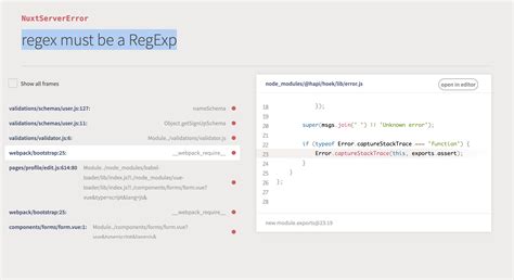 vue js how to solve joi regex must be a regexp errror stack overflow