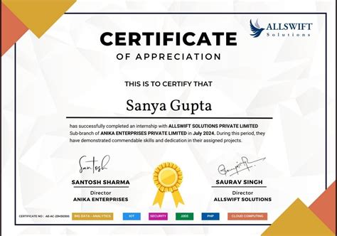 sanya gupta on linkedin allswiftsolutions internship python