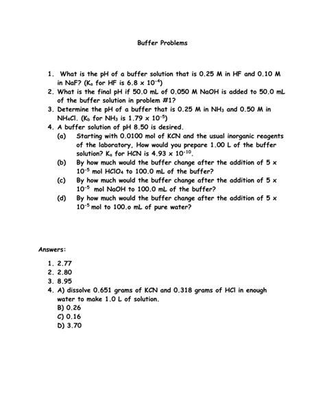 Buffer Problems With Answers