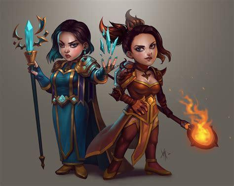 Artstation World Of Warcraft Ice And Fire Mage Gnomes