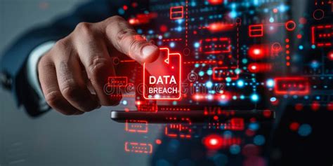 Executive Using Smartphone To Manage Data Breach Warning Digital Security Alert On Virtual