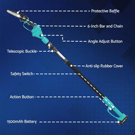 Giantz Telescopic Pole Chainsaw 6 Inch Cordless Tree Trimmer Kit 20v B