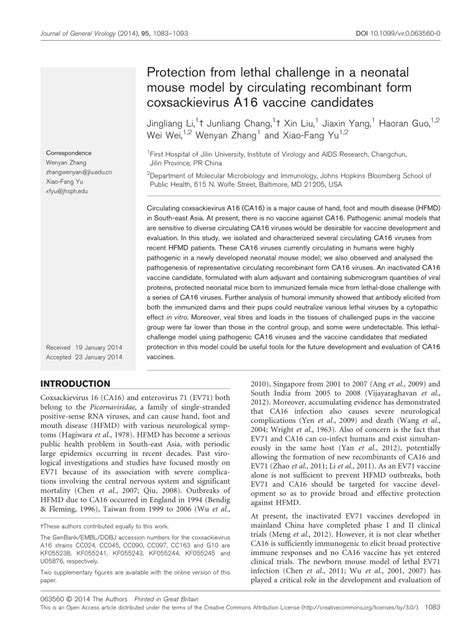 Pdf Protection From Lethal Challenge In A Neonatal Mouse Model By