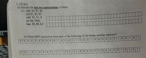 solved 1 20 pta a encode the last two instructions in
