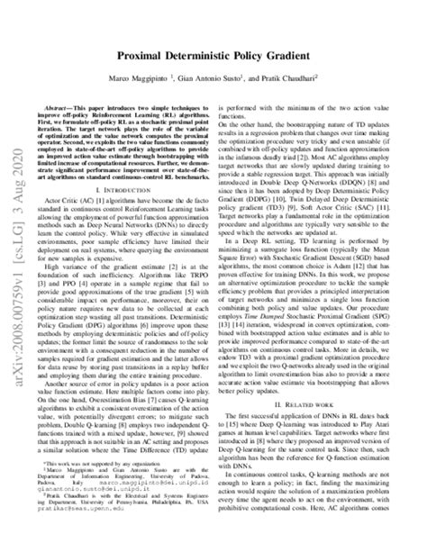Pdf Proximal Deterministic Policy Gradient