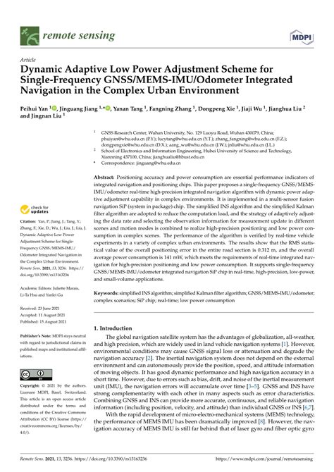Pdf Dynamic Adaptive Low Power Adjustment Scheme For Single Frequency Gnssmems Imuodometer
