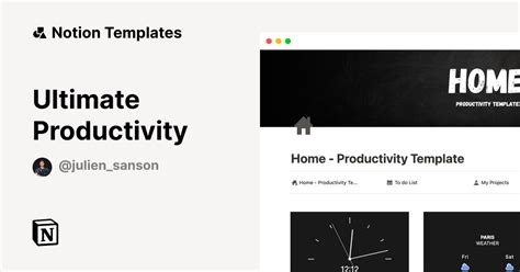 Ultimate Productivity By Julien Sanson Notion Template