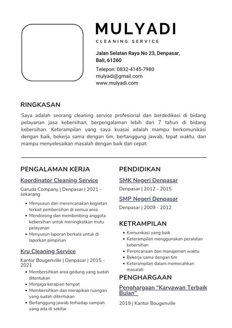 5 Contoh CV Cleaning Service & Tips Membuatnya, Lengkap!