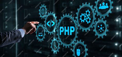 premium photo businessman is pressing on the virtual screen php