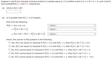 solved suppose a and b are mutually exclusive events in a