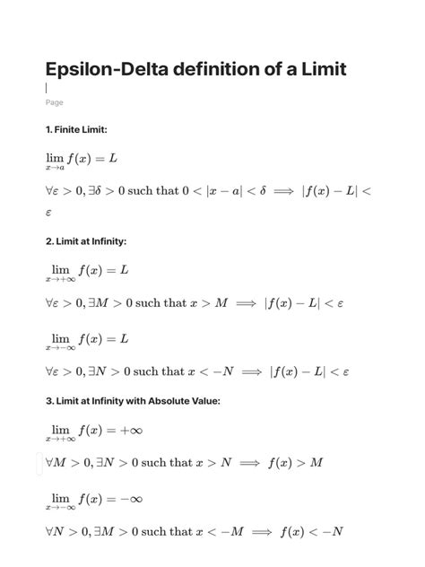 Epsilon Delta Definition Of A Limit Pdf