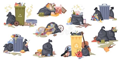 Garbage Bin Overflow With Litter Stock Vector Illustration Of Smelly Dump 307126867