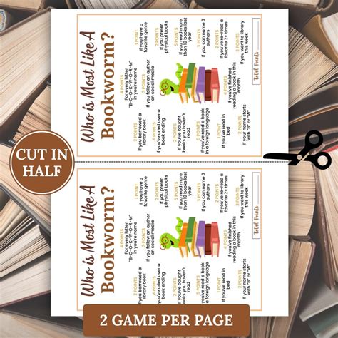 Book Club Games Who Is Most Like Bookworm Book Club Party Game