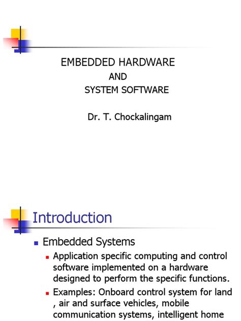 embedded hardware and system software dr t chockalingam pdf