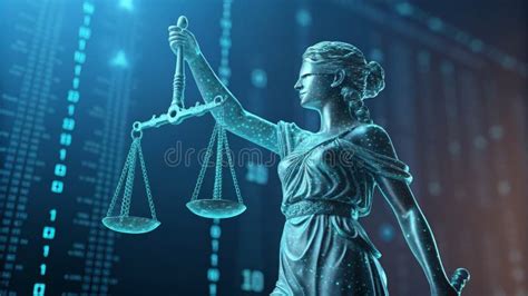 Digital Lady Justice Binary Code Scales Stock Illustration