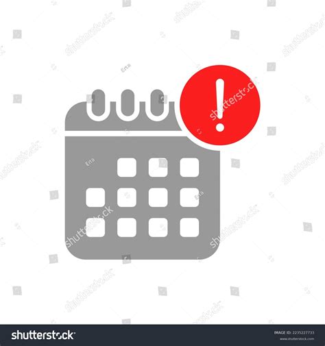 calendar exclamation mark schedule error notification stock vector