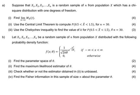 Solved A Suppose That X1x2x3xn Is A Random Sample Of N