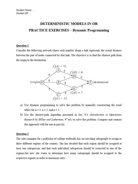 Or1 Dynamic Programming Exercises Pdf Dynamic Programming