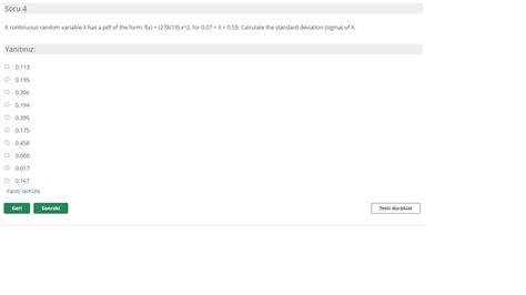 Solved Soru A Continuous Random Variable X Has A Pdf Of Chegg Com