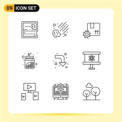 9 Thematic Vector Outlines And Editable Symbols Of Reload Savings Premium Product Money Coins