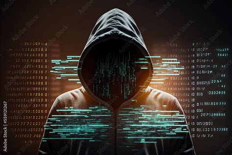 Cyber Security And Hacking Concept With Faceless Theft In Hoody Using