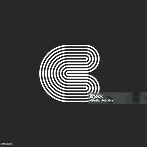 Letter C 로고 초기 모노그램 매끄러운 둥근 오프셋 씬 라인 매끄러운 곡선 선형 모양 타이포그래피 힙스터 디자인 요소 0