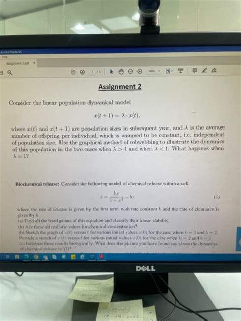 Consider The Linear Population Dynamical Model