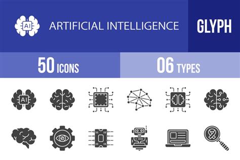 50 artificial intelligence glyph icons